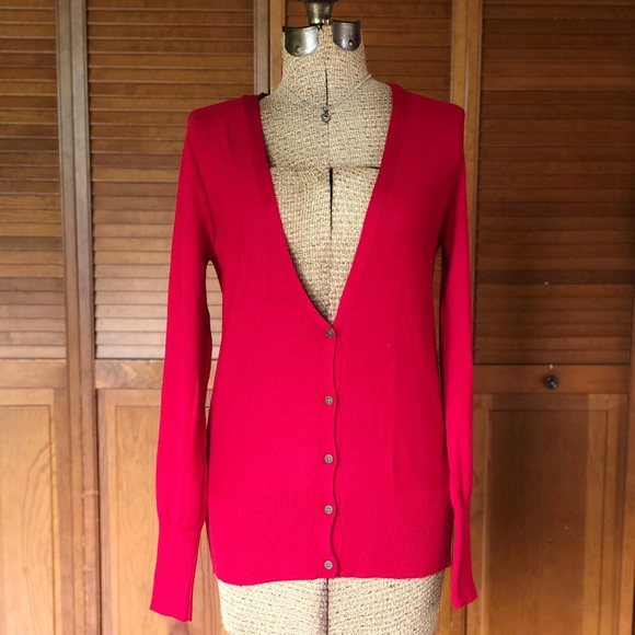Mossimo Supply Co. | Sweaters | Mossimo Red Knit V Neck Cardigan Small ...